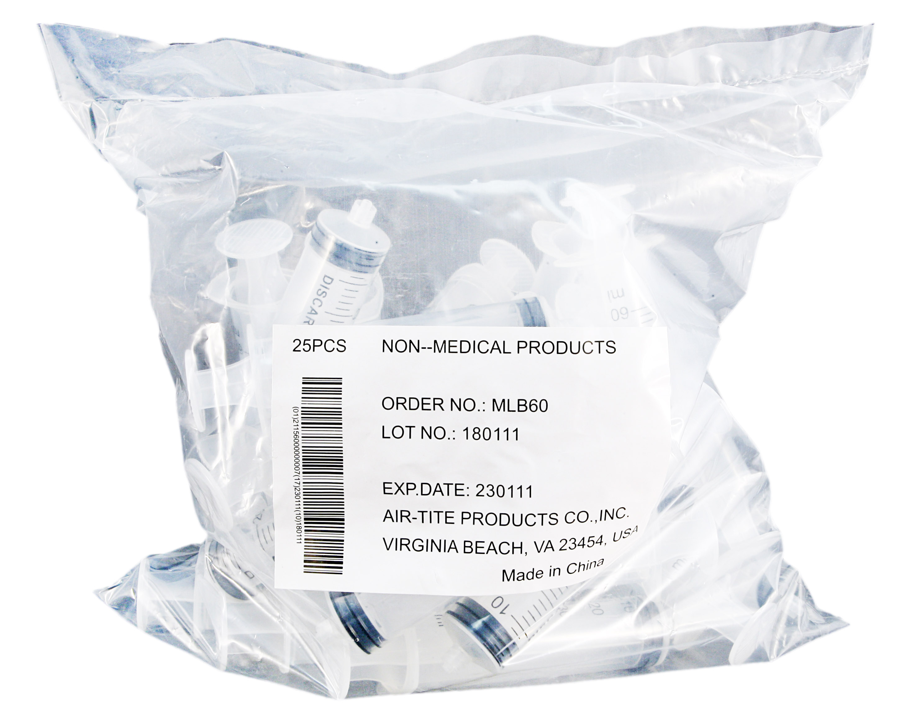Air-Tite Products Co., Inc. - Air-Tite Luer Lock BULK Unsterile Syringes